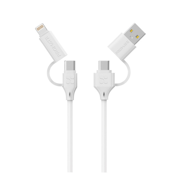 Дата кабель Promate Quadcord Pd60 Usb Type A Usb Type C тато Usb Type C Lightning тато 1
