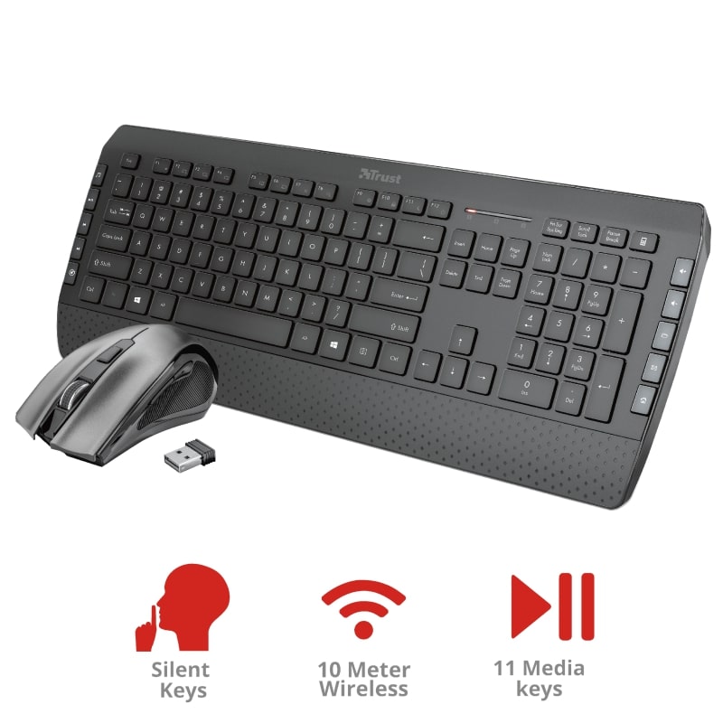 Комплект клавіатура та миша TRUST Tecla-2 WL Black (класична) купити ...