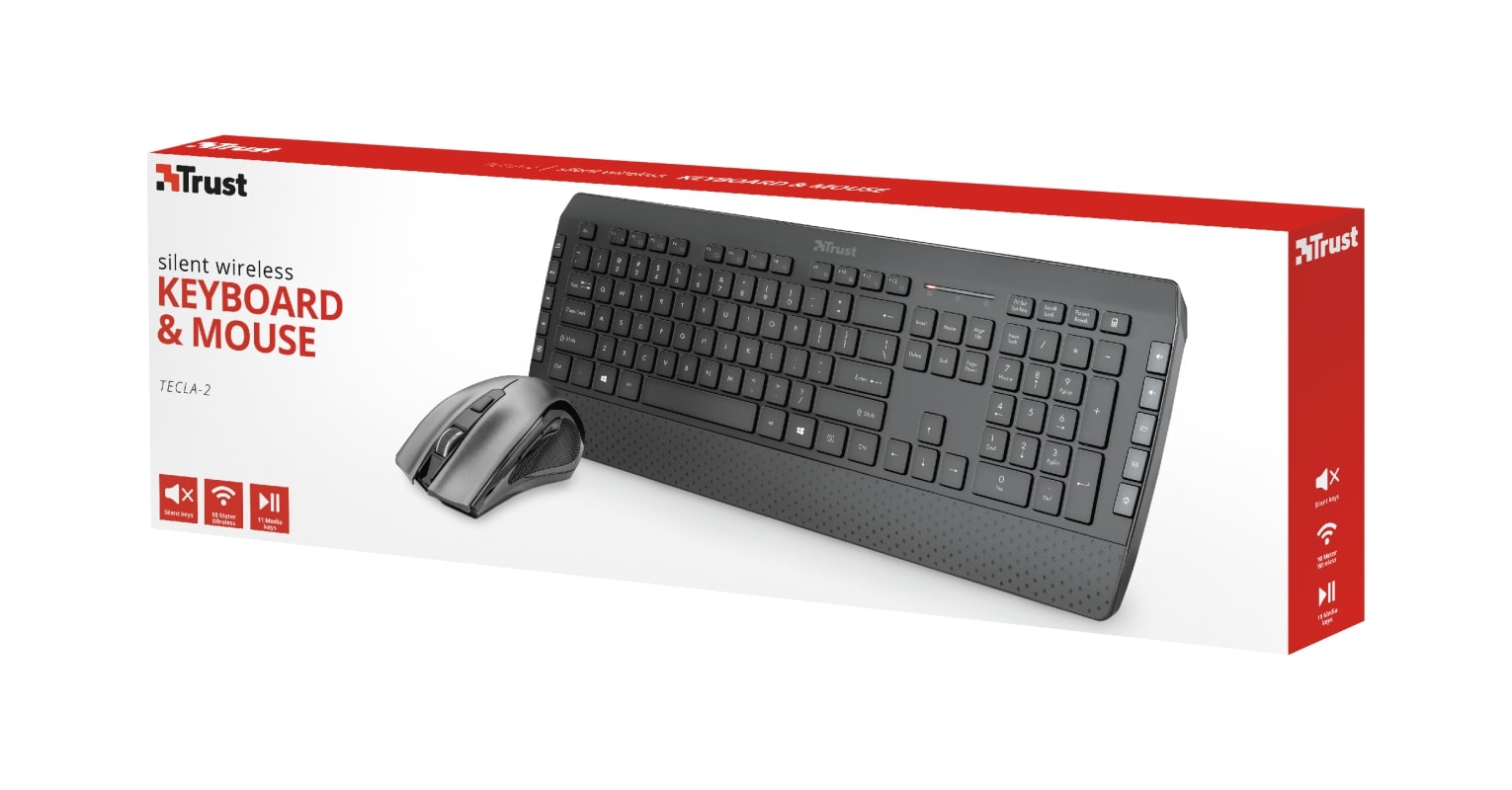 Комплект клавіатура та миша TRUST Tecla-2 WL Black (класична) купити ...