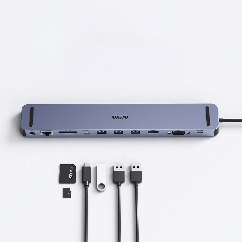 USB-хаб Choetech HUB-M20 Gray 11 in 1 USB-C Multiport HUB Station ...