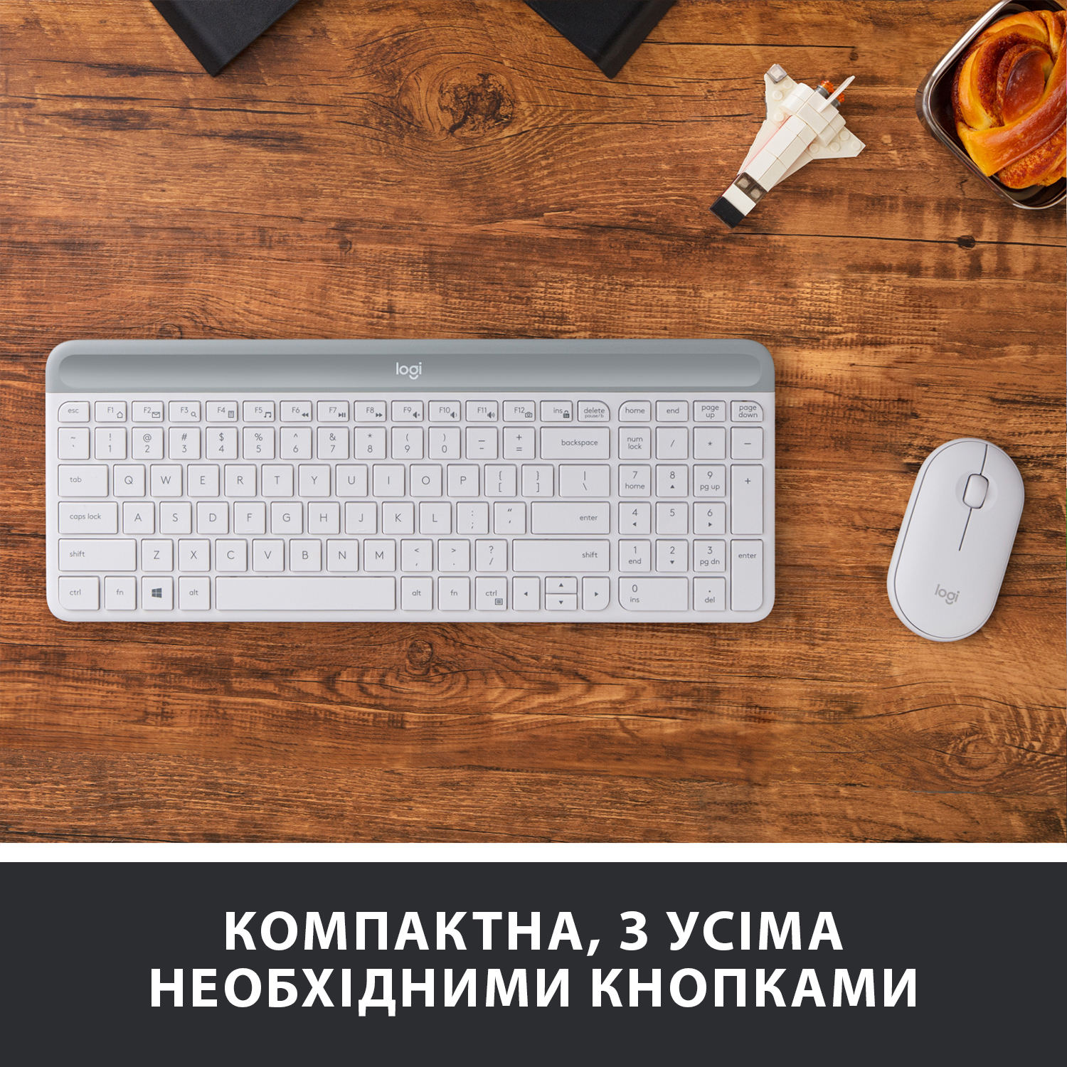 Комплект клавіатура та миша Logitech MK470 Wireless Slim White (920 ...